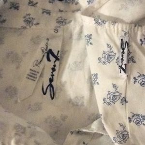 Seven7 | Tops | Seven 7 White Blue Lsleeve Front Knot Shirt S | Poshmark